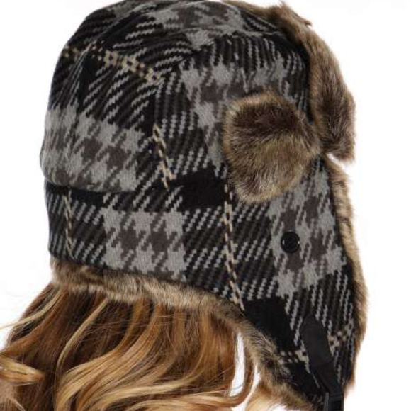 Accessories | Mixed Plaid Trapper Hat Blackgrey | Poshmark
